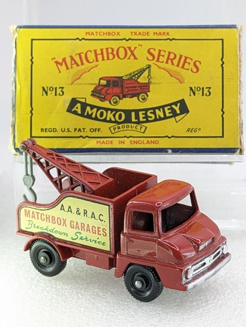 MATCHBOX LESNEY MOKO 13c Ford Thames Wreck Truck MIB 1960 vintage ...