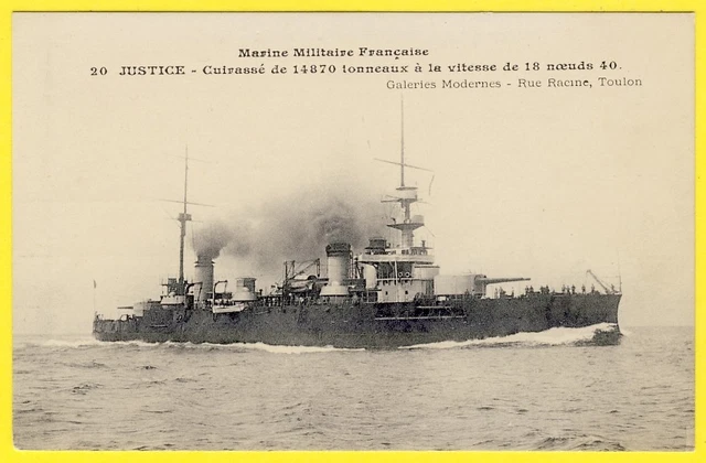 CPA NAVIRE BATEAU MARINE MILITAIRE FRANÇAISE Le Cuirassé " JUSTICE " Ed ...