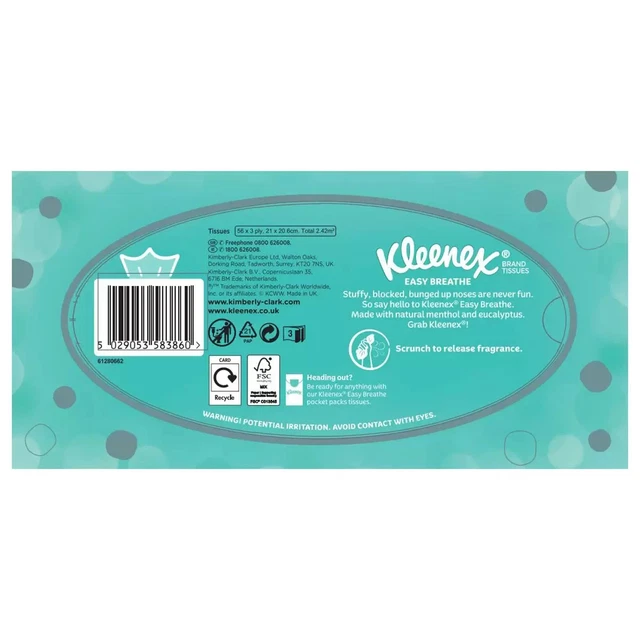KLEENEX EASY BREATHE Tissues Box of 12x56 Sheets £23.49 - PicClick UK