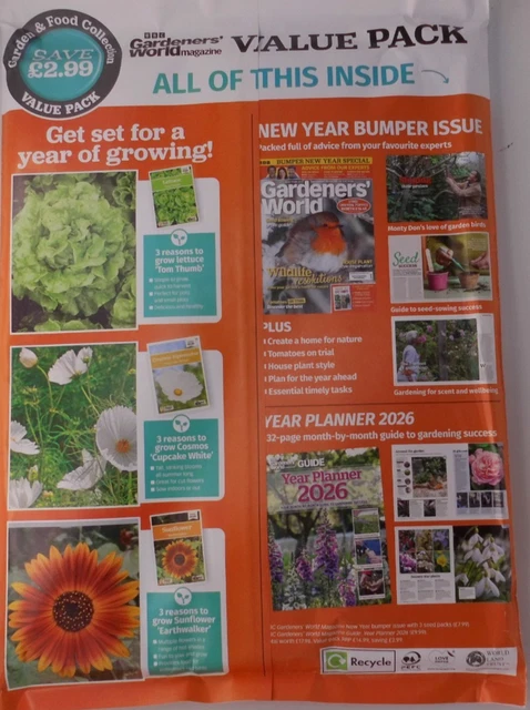 BBC GÄRTNER' WELT Magazin Neu Jahr 2026 Wildlife Auflösungen + Samen ...