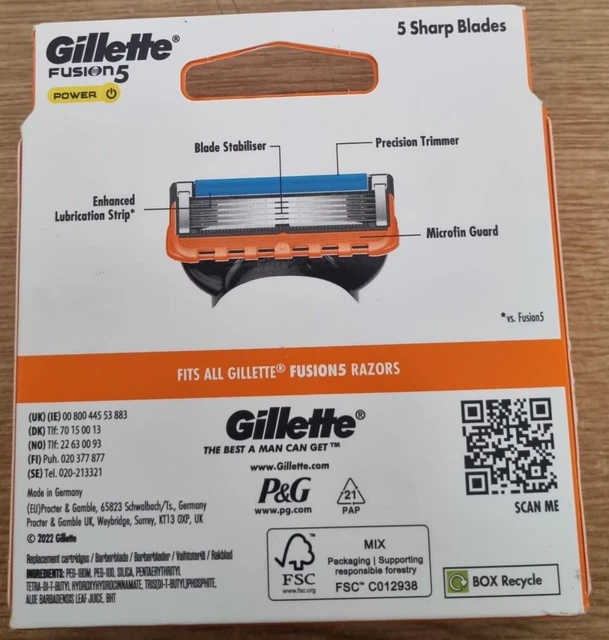 GILLETTE FUSION 5 Power Razor Blades Refill 8 Pack XL £16.85 - PicClick UK