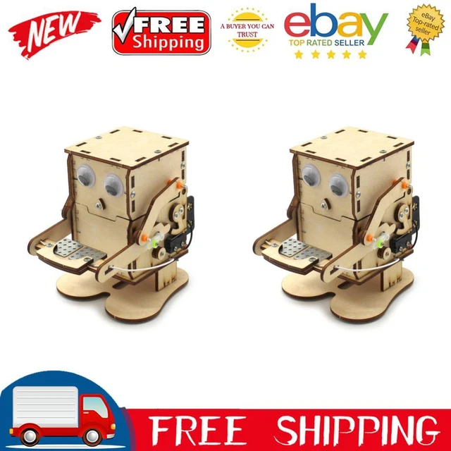 WOODEN ROBOT EATING Coin DIY Educational Physics Experiment Toys for ...