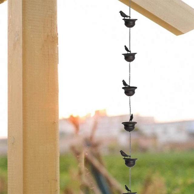 2 4M MOBILE Iron Bird Rain Chain Garden Decor with Wind Chimes Bells ...