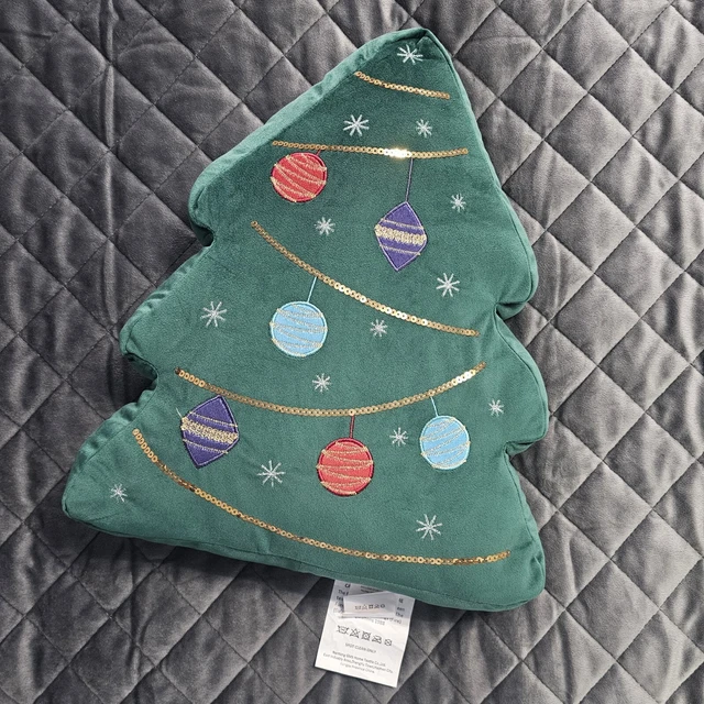 TK MAXX HOMESENSE Green Christmas Tree Shape Cushion Pillow Decoration ...
