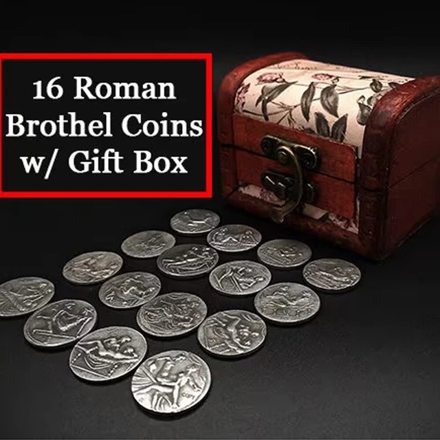 ROMAN BROTHEL COINS FULL SET 1-16 w/ Gift Box Tokens Caligula Ancient ...