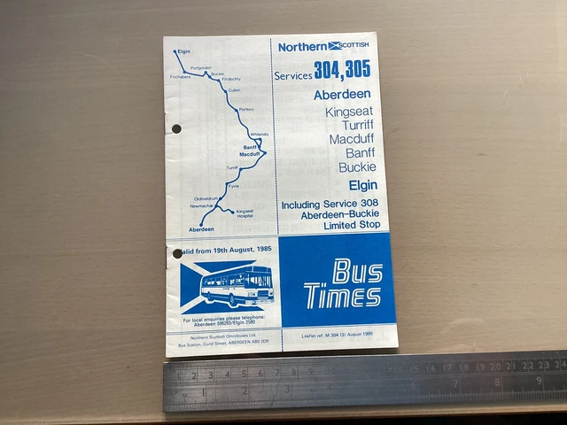 NORTHERN SCOTTISH BUS Group Route 304 305 Fahrplan August 1985 Aberdeen ...