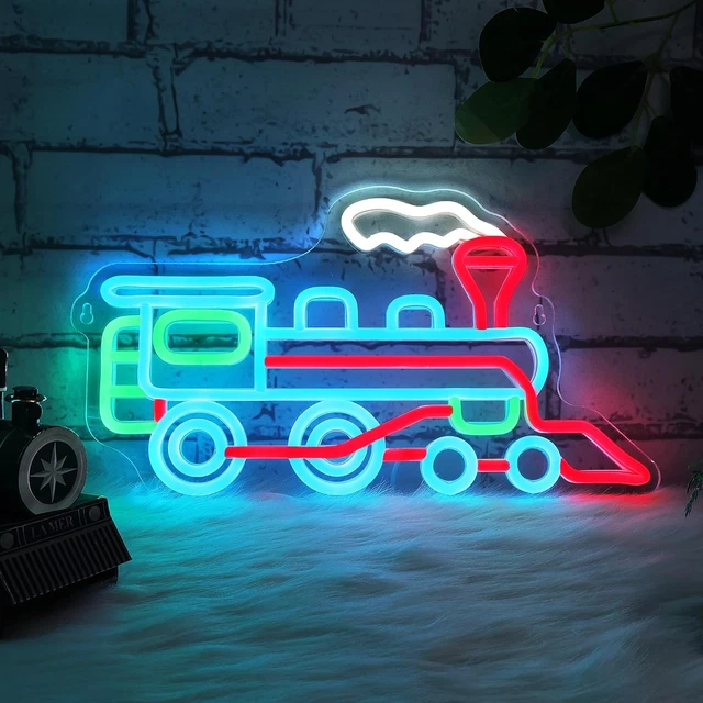 STEAM TRAIN NEON Sign, Dimmable LED Neon Wall Light USB Powered with ...