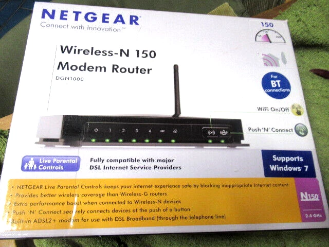 NETGEAR WIRELESS MODEM Router N150 Push 'N' Connect Live Parental ...