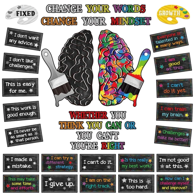 39PCS GROWTH MINDSET Posters for Classroom Bulletin Board Display Wall ...