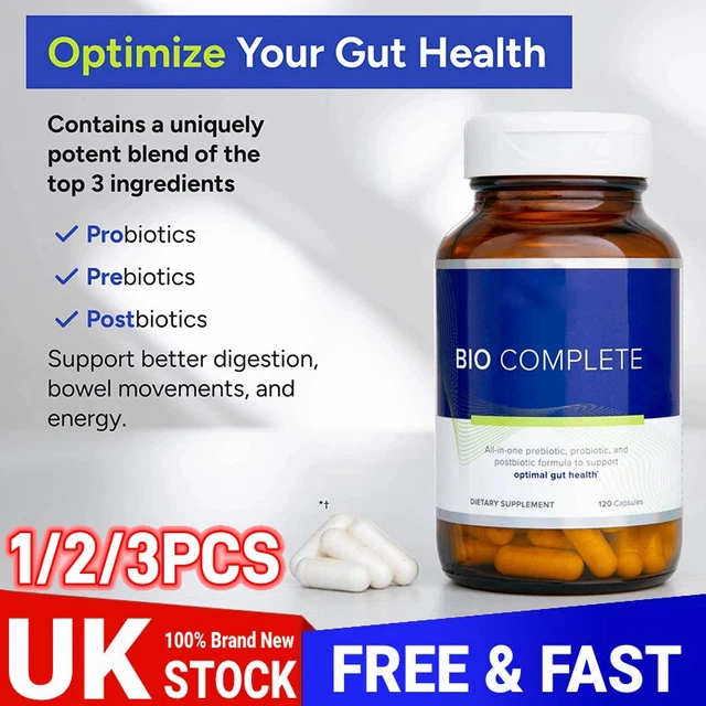 BIO COMPLETE 3 Capsules Prebiotic Probiotic Postbiotic Supplement ...