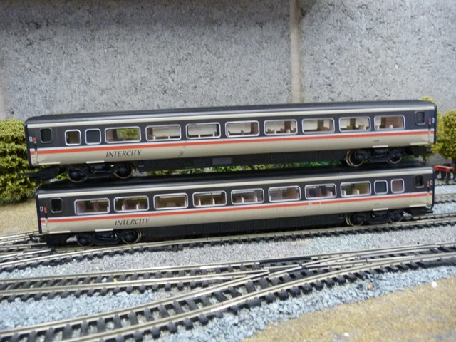 HORNBY INTERCITY MK 4 open coaches x 2 for OO gauge model train set £1. ...
