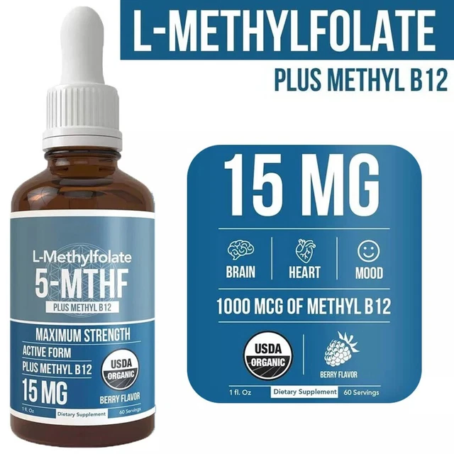 UK LIQUID VITAMINS Folate Supplement L-Methyl Folate 5-MTHF Drops 1000 ...