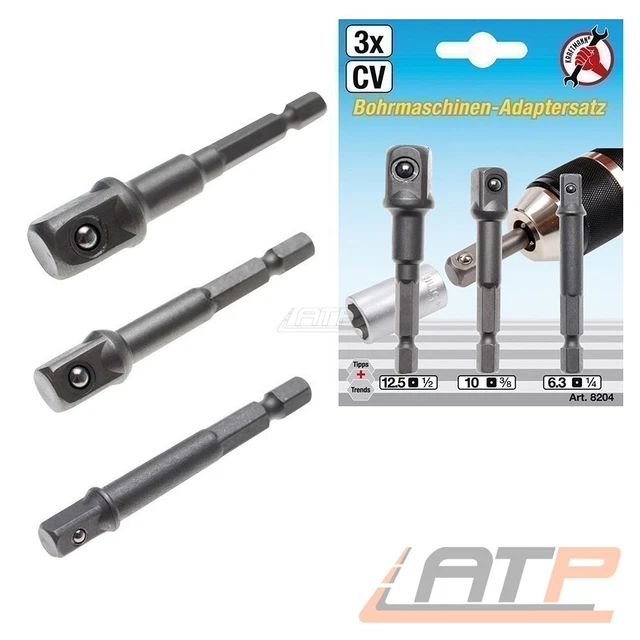 BGS STECKSCHLÜSSEFÜR LADAPTER-SATZ Stecknuss Set Akkuschrauber 3-Tlg 31965108 EUR 9,89 - PicClick DE