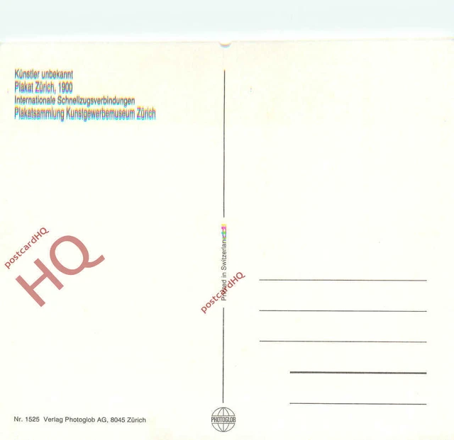 CARTE POSTALE PHOTO, Zurich, 1900 poster design (repro) [Photoglob] EUR 3,23 - PicClick FR