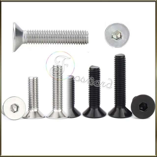 M2 M3 M4 M5 M6 Countersunk Hex Socket Screws A2 Stainless Steel Allen Key Bolts EUR 4,97 ...