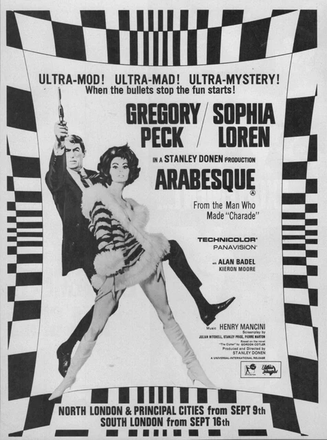 FILM MAGAZINE ADVERT Arabesque Gregory Peck Sophia Loren Alan Badel ...