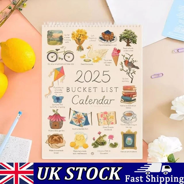 2025 BUCKET LIST Calendar Spiral Bound Monthly Schedule Planner Thick ...