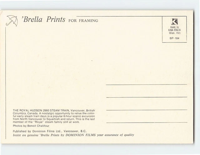 POSTCARD THE ROYAL Hudson 2860 Steam Train Vancouver Canada £3.10 ...
