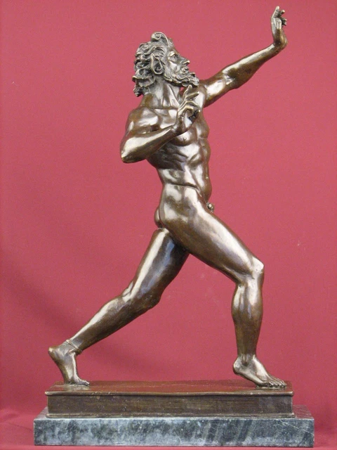 BRONZE AKT MANN Skulptur Faun Mythologie Satyr Statue Limited Edition Marmor EUR 560,50 ...