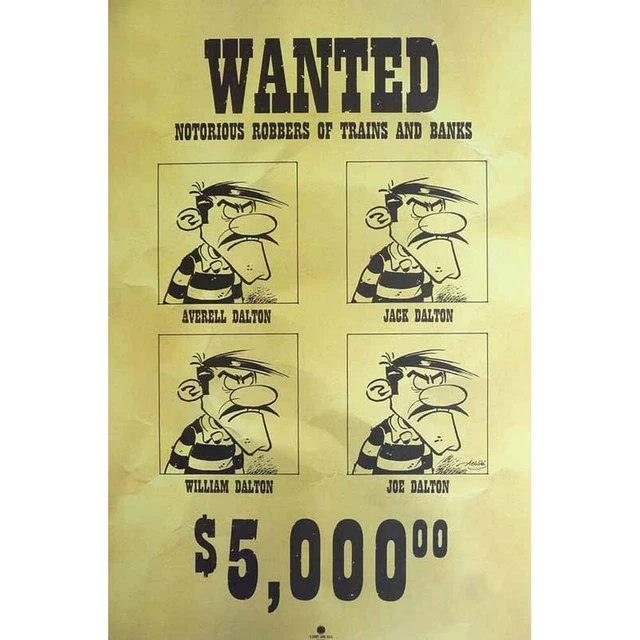 Poster Affiche Offset Lucky Luke Les Dalton Wanted Achdé 40x60cm Eur 1800 Picclick Fr