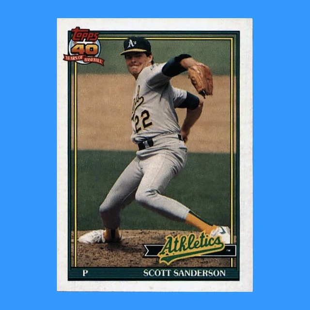 1991 TOPPS BASEBALL #728b - Scott Sanderson VAR logo Dark Topps ...