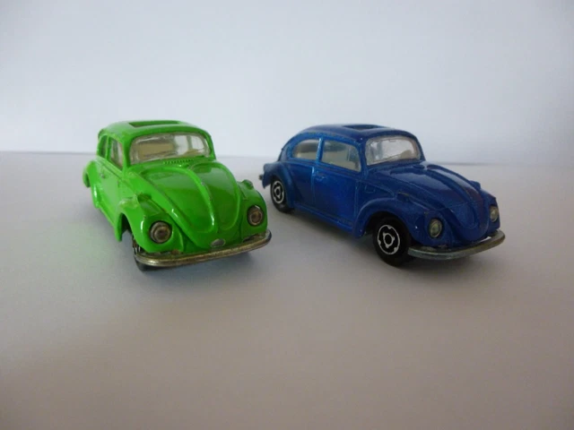 #203 VW VOLKSWAGEN 1302 Cox vert fluo KONICA + Bleue nuit MAJORETTE ...