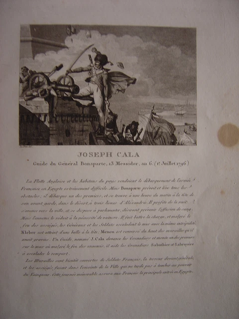 ENGRAVING OF JOSEPH CALA Guide of General Bonaparte Egypt Alexandria £8 ...