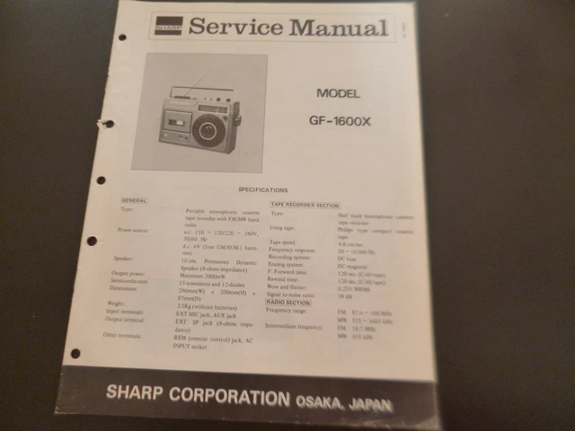 ORIGINAL SERVICE MANUAL Schaltplan Sharp GF-9595H GF-9595E EUR 12,50 ...