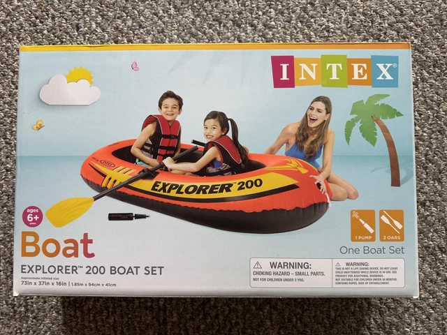 INTEX EXPLORER 200 2-Person Inflatable River Boat Raft Set with 2 Oars ...