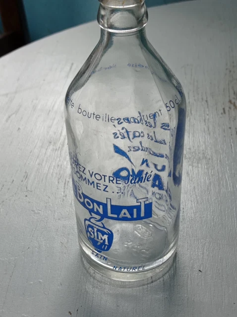 BOUTEILLE DE LAIT publicitaire bleu "Le Bon Lait" Le Slamo EUR 20,00 ...