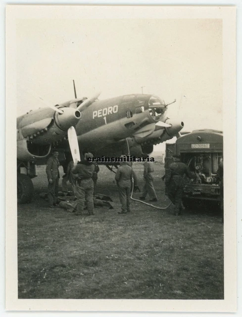 ORIG. FOTO LEGION Condor Flugzeug Heinkel He 111 "PEDRO 1" Tankwagen in ...
