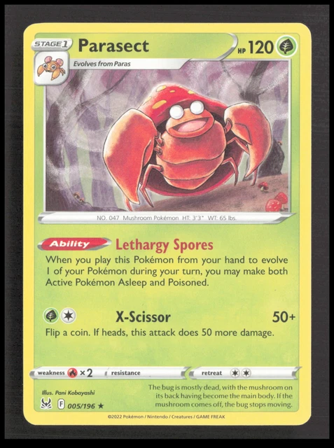 PARASECT 005/196 RARE SWSH11: Lost Origin Pokemon tcg Card CB-1-3-C-9 ...