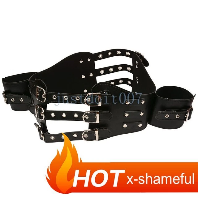 FEMALE LEATHER ARM Waist Thigh Wrist binder Restraint body harness Bind ...