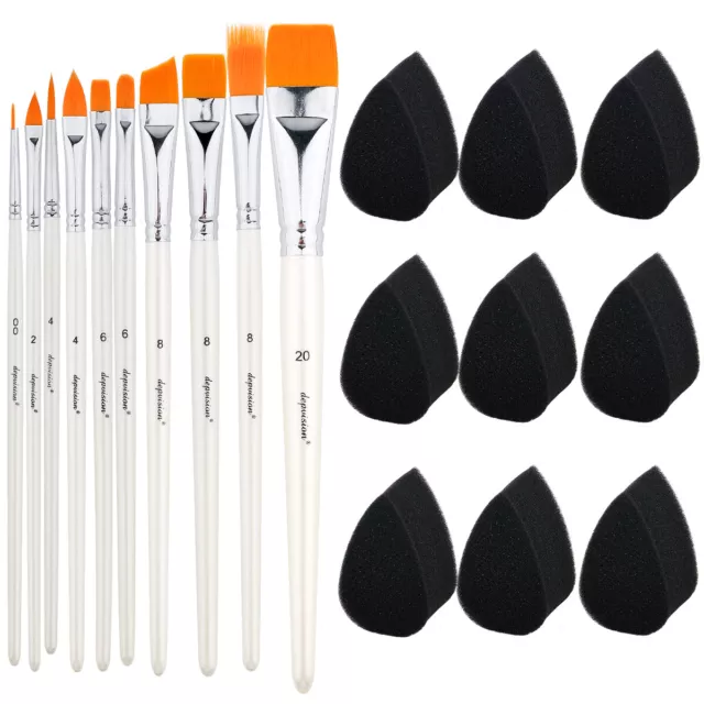 10 PCS PROFESSIONAL Face Paint Brushes with Face Painting Sponges FOR ...