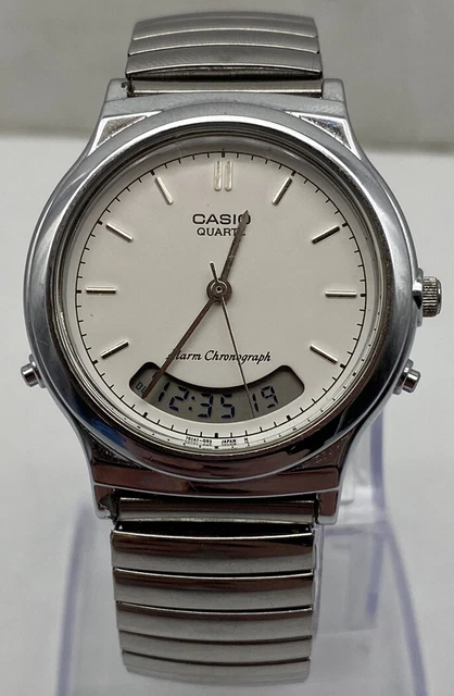 OROLOGIO CASIO AQ-305 Allarme Cronografo Acciaio Inox Display Digitale ...