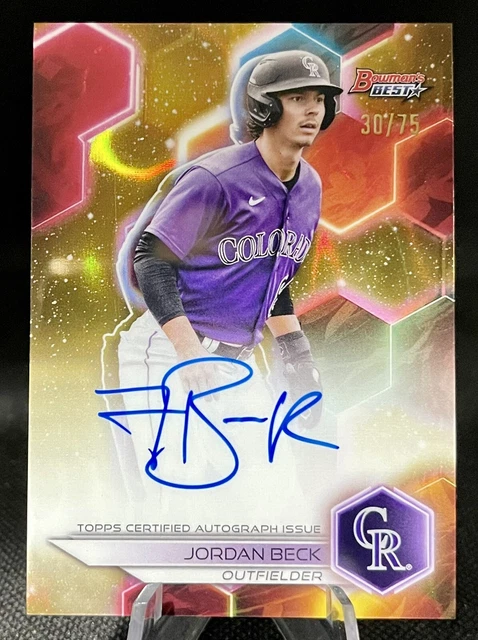 2023 BOWMAN'S BEST Jordan Beck rifrattore lava oro auto / 75 SP Rockies ...