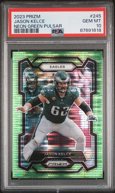 JASON KELCE 2023 Panini Prizm Neon Green Pulsar Football Card #245 ...