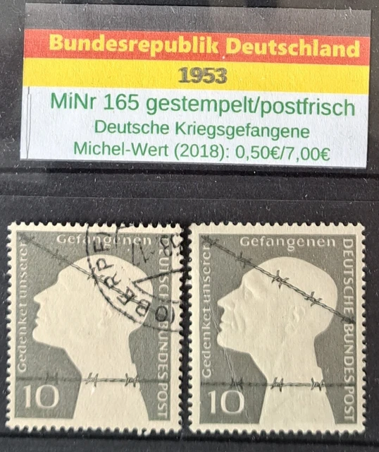 BRD 1953 MINR: 165 gestempelte postfrische Einzelmarke Deutsche ...