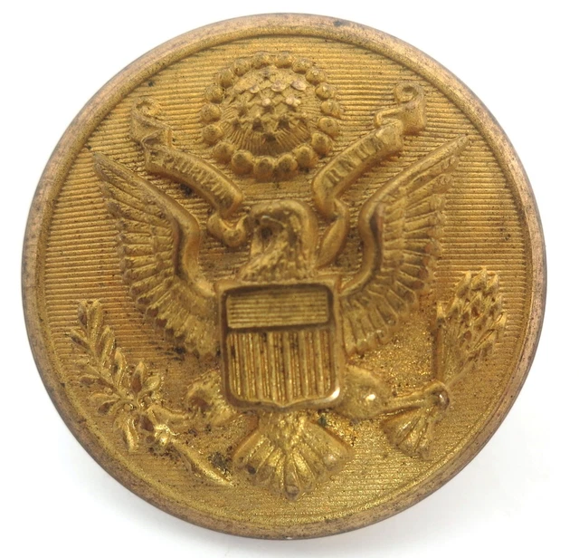 WWI WWII US Army Brass Coat Button W/ Eagle Frank Bros Texas #C36 $10. ...