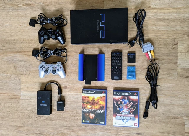 PLAYSTATION 2 PS2 Fat Schwarz Konsole mit Matrix Infinity Mod 1.68 Chip ...