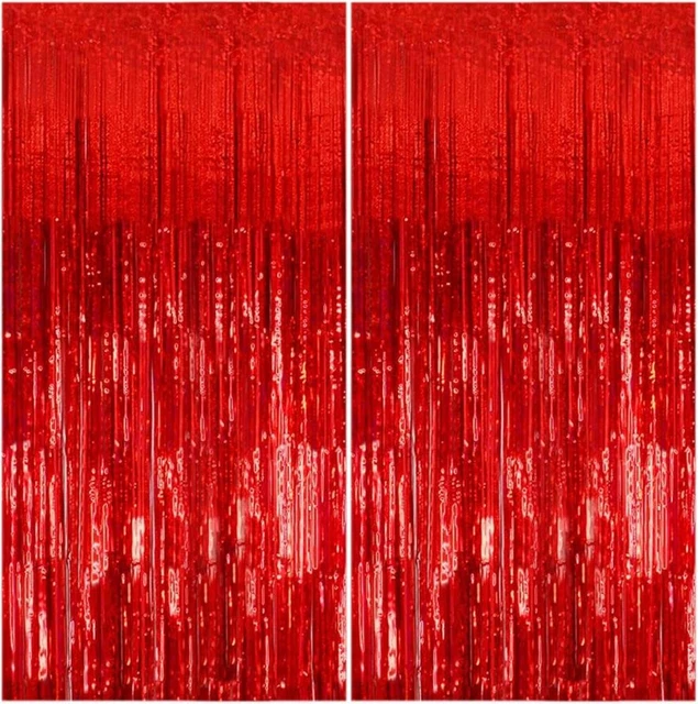 FRINGE BACKDROP 2 Pack Foil Backdrop Curtain, Party Backdrop for ...