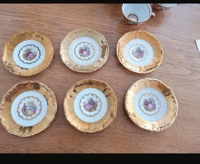 MOKKA GESCHIRR service hertel jacob Belvedere 16 teilig vergoldet 1983 ...