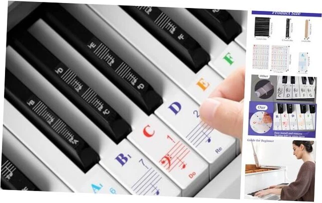 PIANO KEY STICKERS 88 Key Piano Notes Guide Removable Letters Piano ...