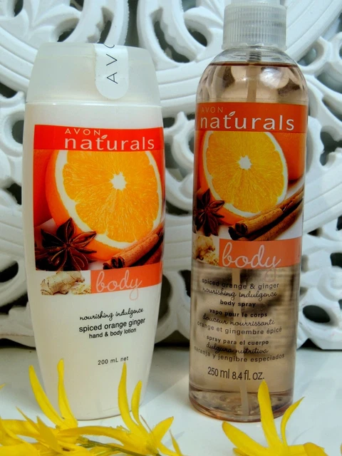 AVON NATURALS SPICED Orange & Ginger Lotion 200mL & Body Spray Mist ...