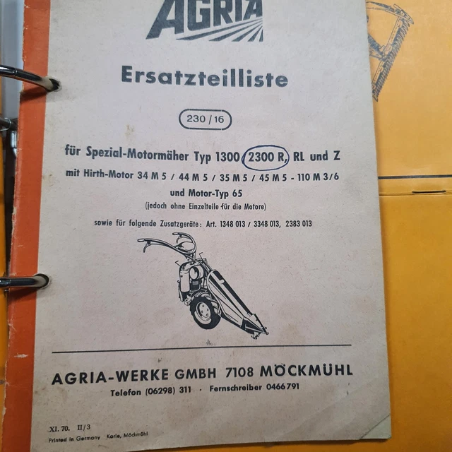ORIGINAL ERSATZTEILLISTE AGRIA 1300 und 2300 R - Rarität EUR 12,75 ...