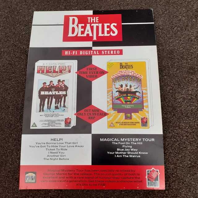 BEATLES, HELP/MAGICAL MYSTERY Tour Vhs Video Promo Shop Display 1989 £ ...