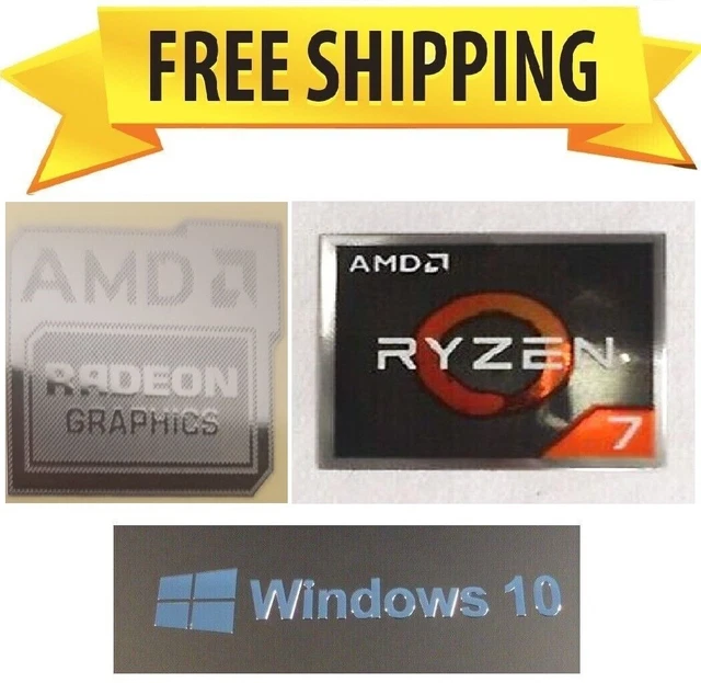 NEXT GEN AMD Ryzen 7 Stickers + AMD Radeon + Win 10 Collection Label ...