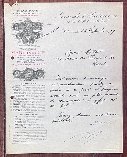 LETTRE EN TÊTE Charbons Bernot Paris 1929 EUR 1,00 - PicClick FR