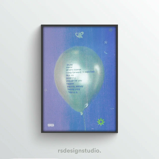 OLIVIA RODRIGO SOUR poster tracklist album palloncino EUR 19,34 ...
