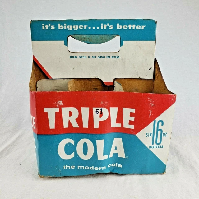 RARE VINTAGE TRIPLE Cola Bottle Cardboard Carrier Soda Carton 6 Pack £ ...